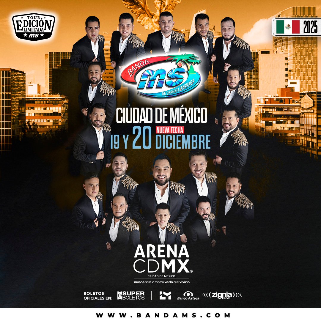 Debido al éxito, la BANDA MS abre una nueva fecha en la Arena CDMX